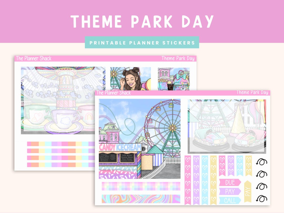 Printable Theme Park Day Weekly | Happy Planner Dashboard | Summer ...
