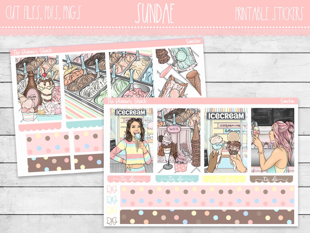Printable Sundae Weekly Happy Planner Ice Cream Sundae Weekly Printable ...