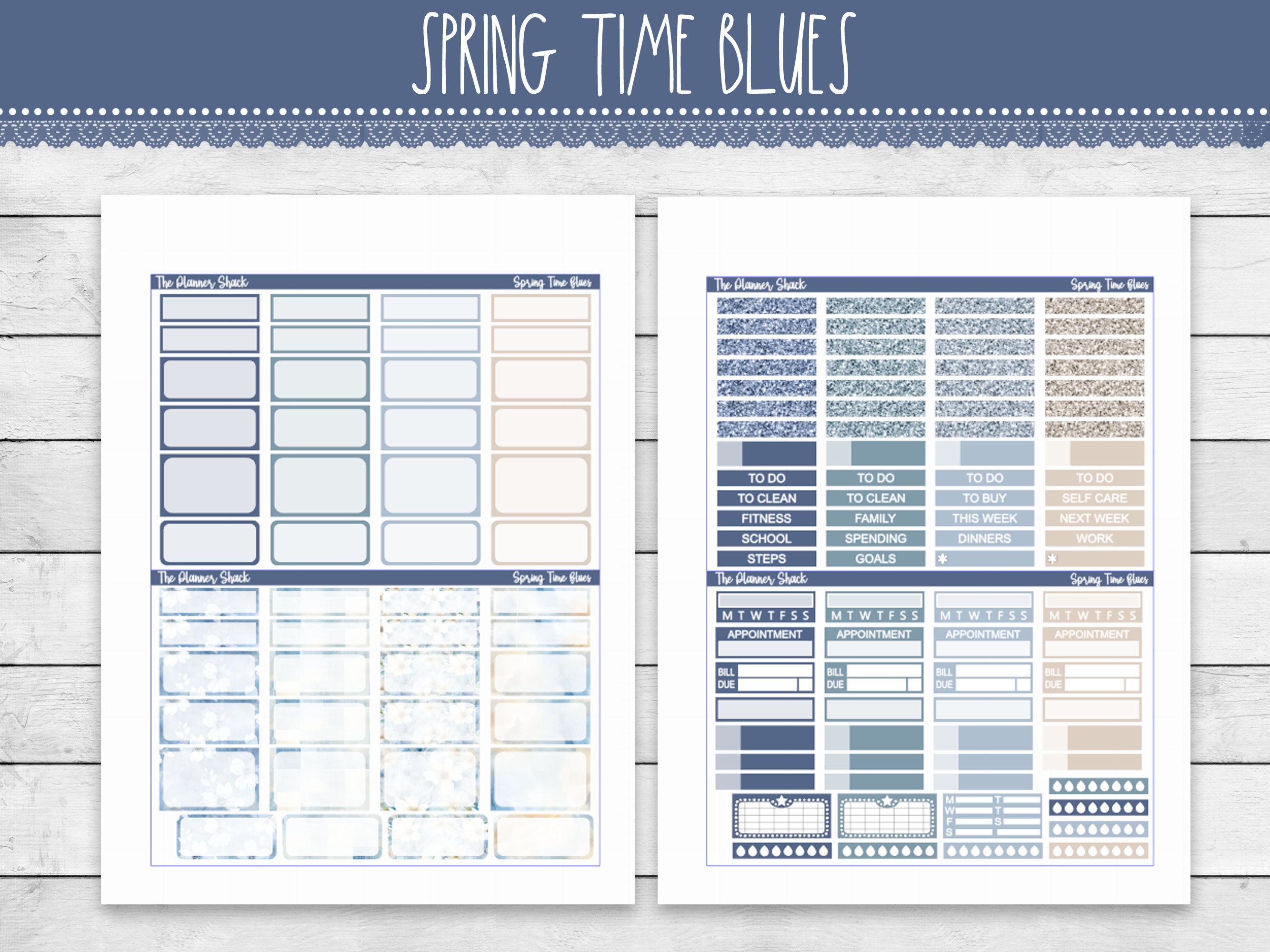 Printable Spring Time Blues Weekly | Erin Condren | Vertical Weekly ...