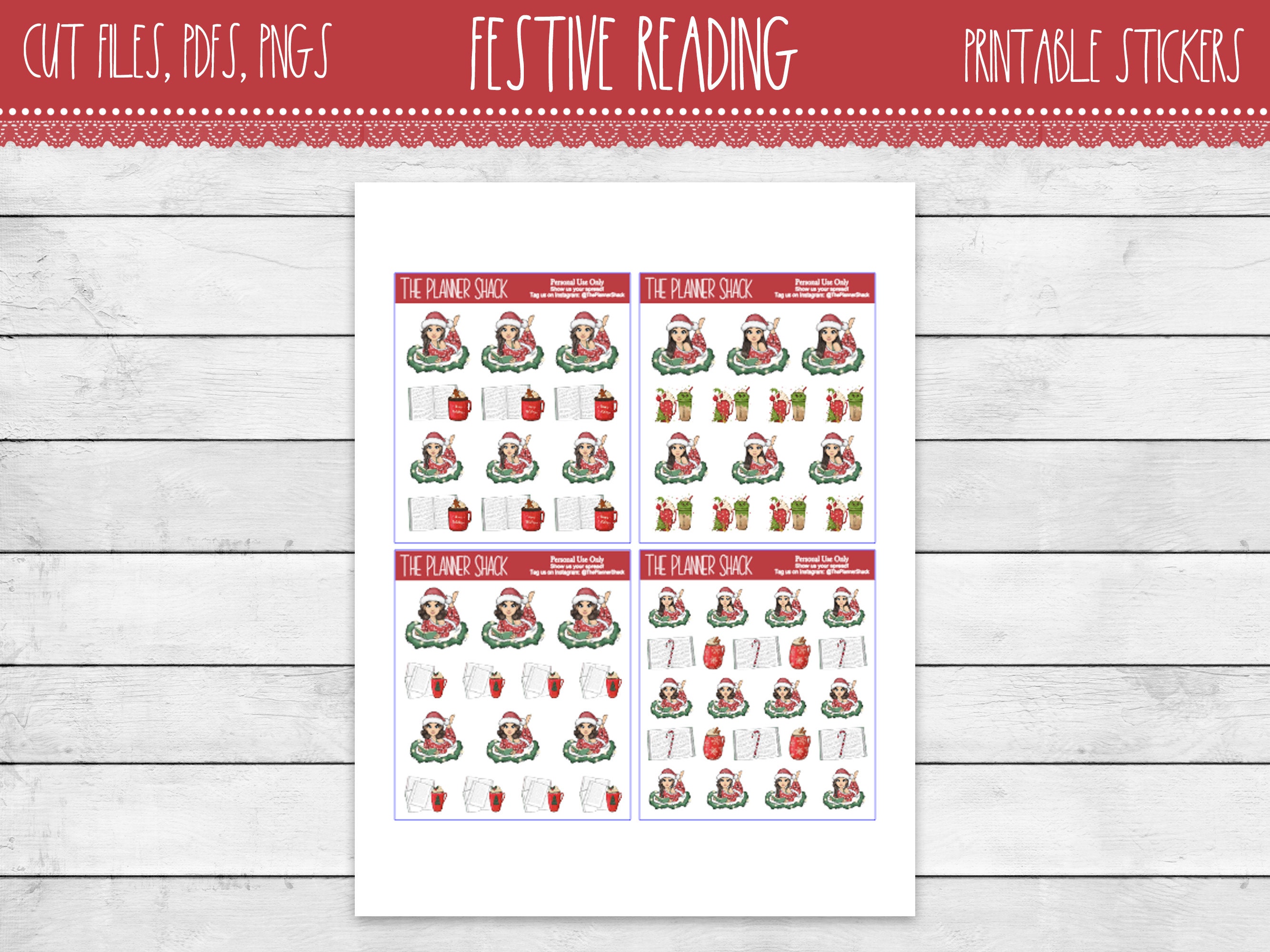 Printable Festive Reading Planner Stickers | Christmas Fashion Girls ...