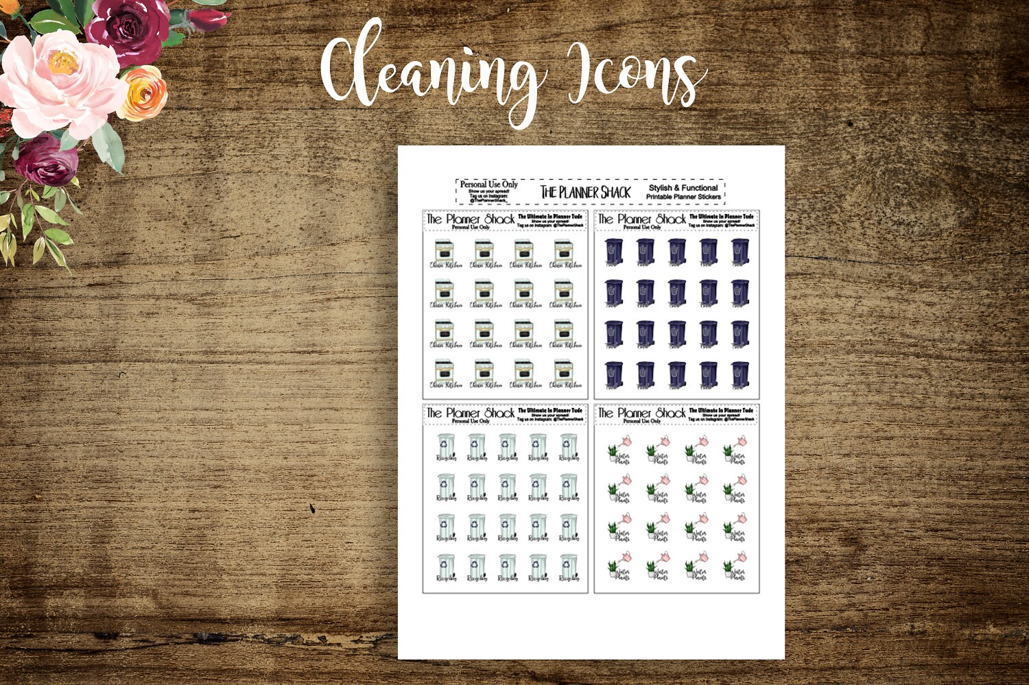 Cleaning Icons Chores Planner Icons Printable Planner - Etsy