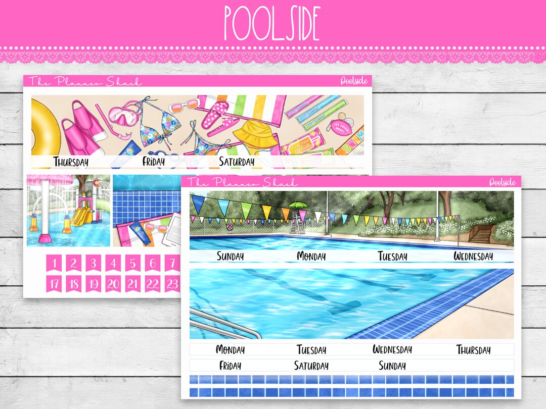Printable Poolside Monthly | Erin Condren | A5 Wide | Summer Monthly ...