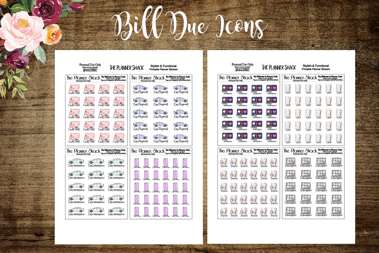 Bill Icons Planner Icons Printable Planner Stickers - Etsy
