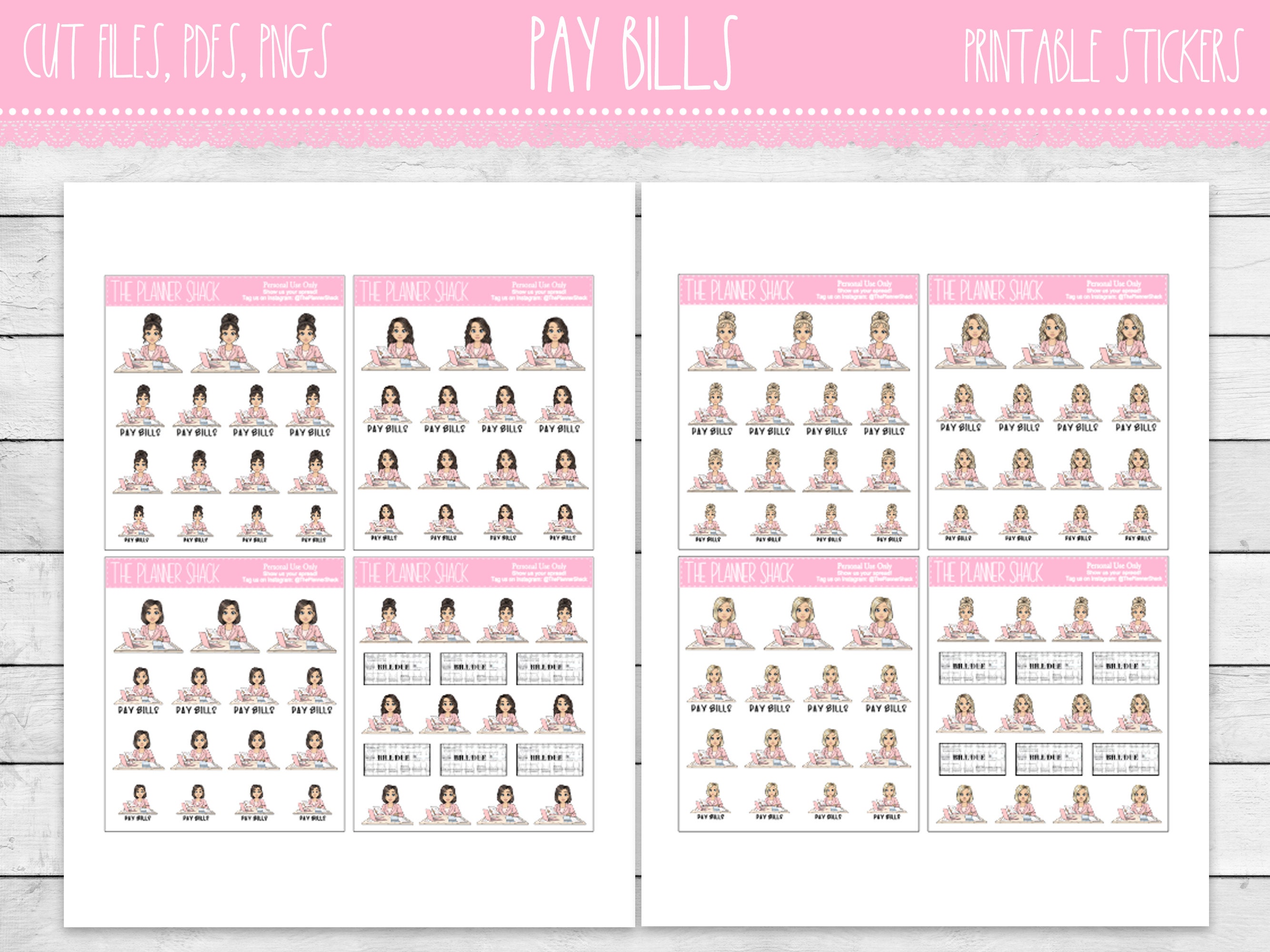 Printable Pay Bills Planner Stickers Pay Bills Bill Due - Etsy