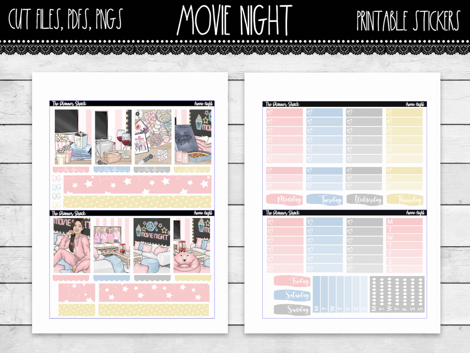 Printable Movie Night Weekly Happy Planner Movie Night - Etsy