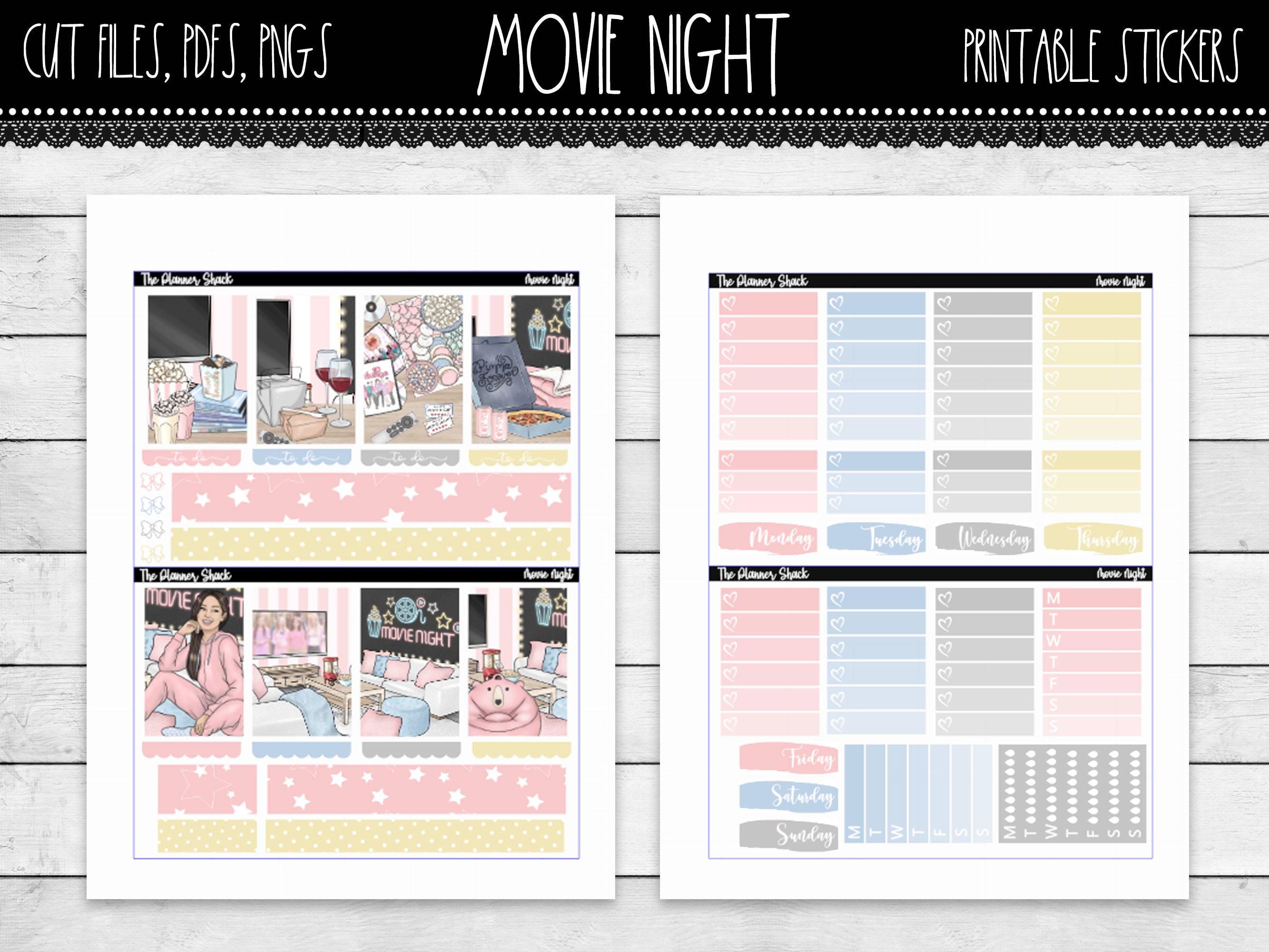Printable Movie Night Weekly Happy Planner Movie Night - Etsy