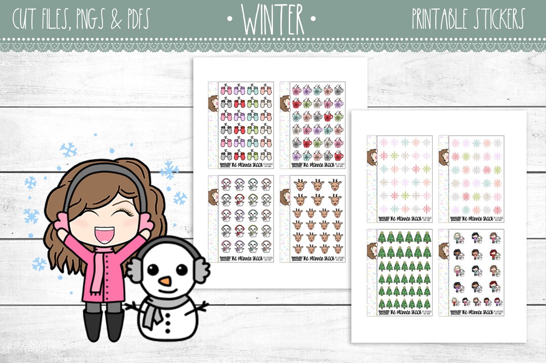 Hand Drawn Winter Gigi Girls | Exclusive | Printable Planner Stickers ...
