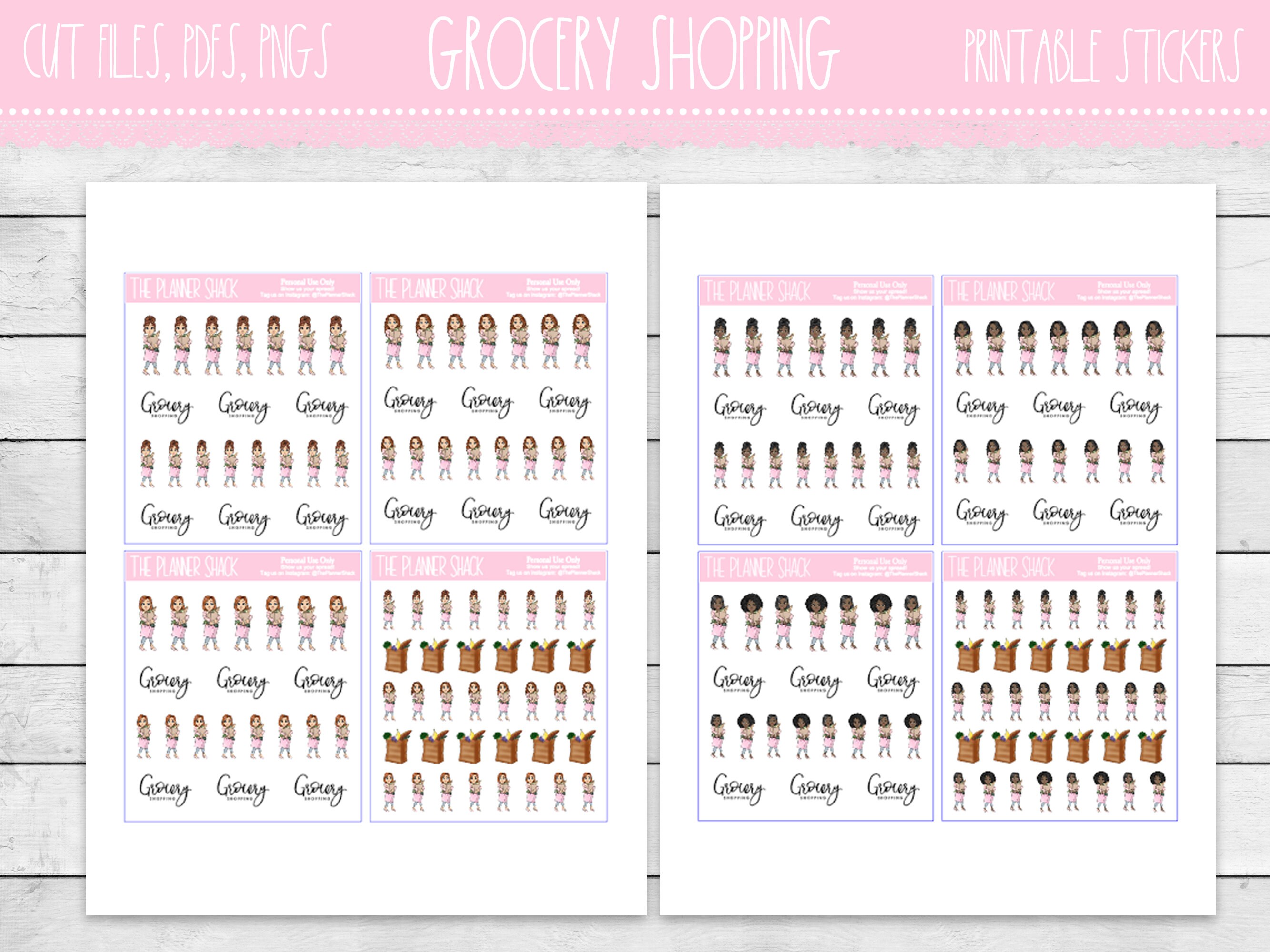 Printable Grocery Shopping Planner Stickers | Grocery Shopping ...