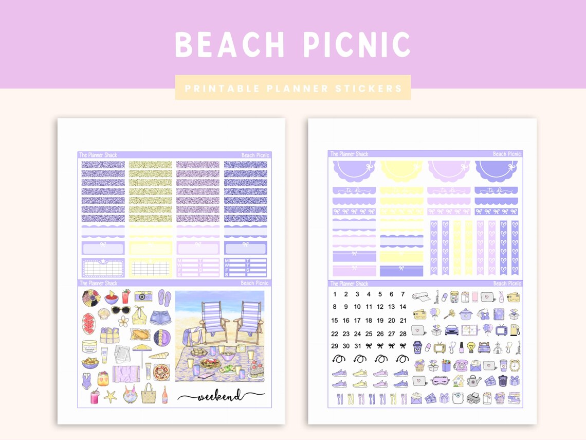 Printable Beach Picnic Weekly | Erin Condren | Vertical Weekly | Summer ...