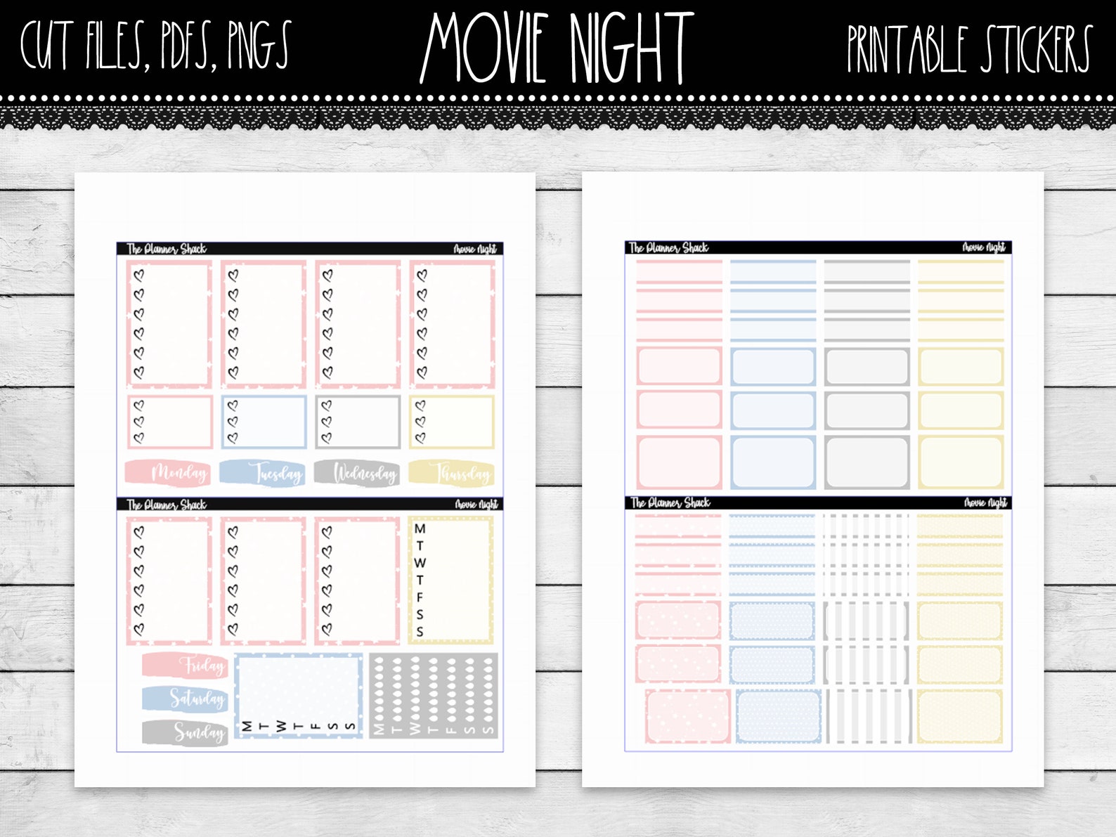 Printable Movie Night Weekly Happy Planner Movie Night - Etsy