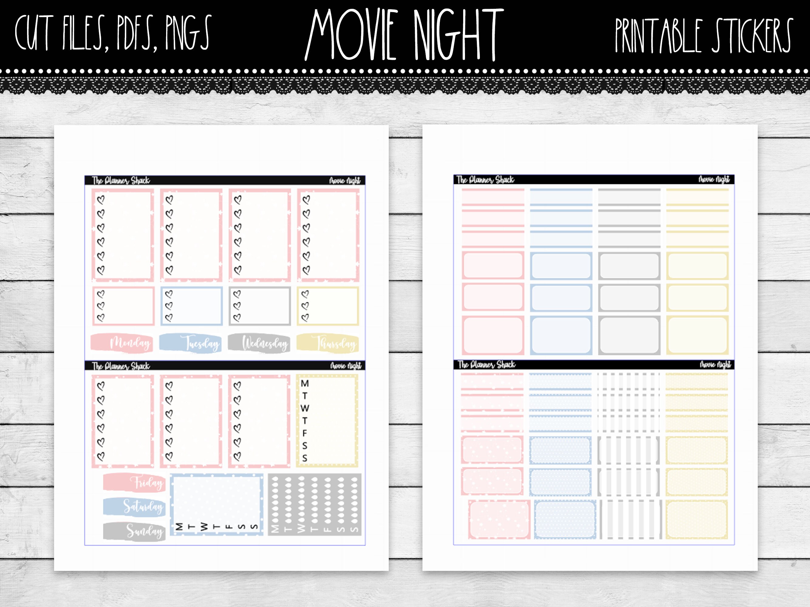 Printable Movie Night Weekly Happy Planner Movie Night - Etsy