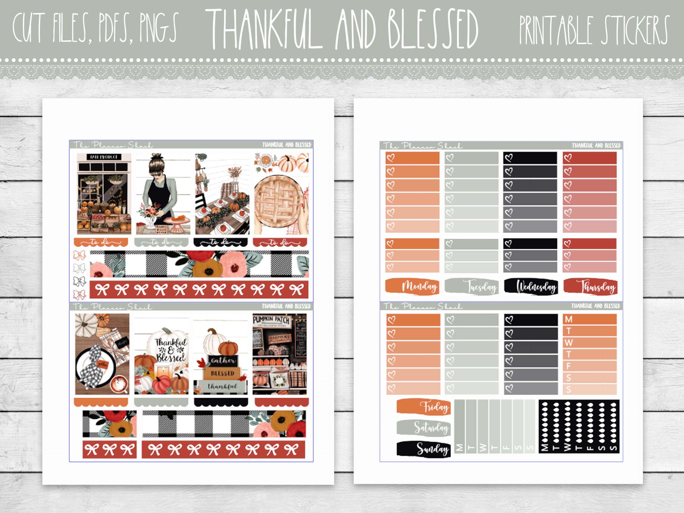 Printable Thankful and Blessed Weekly Happy Planner Fall - Etsy