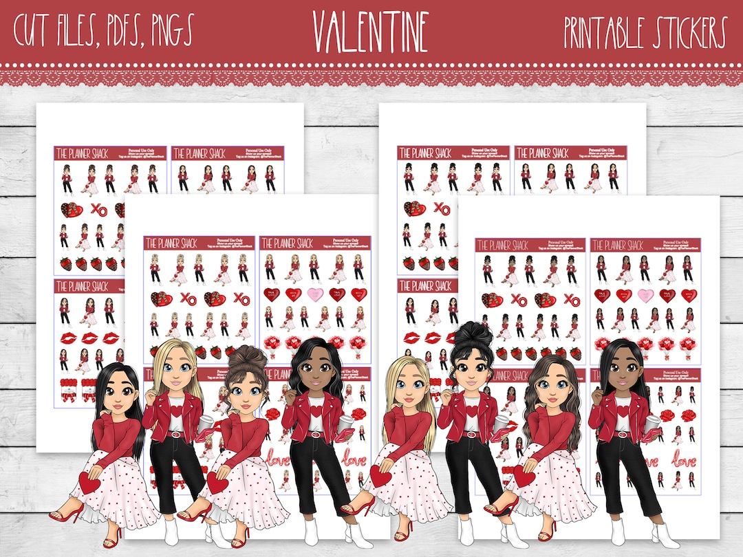 Printable Valentine Girls Planner Stickers | Valentines Day | Valentine ...