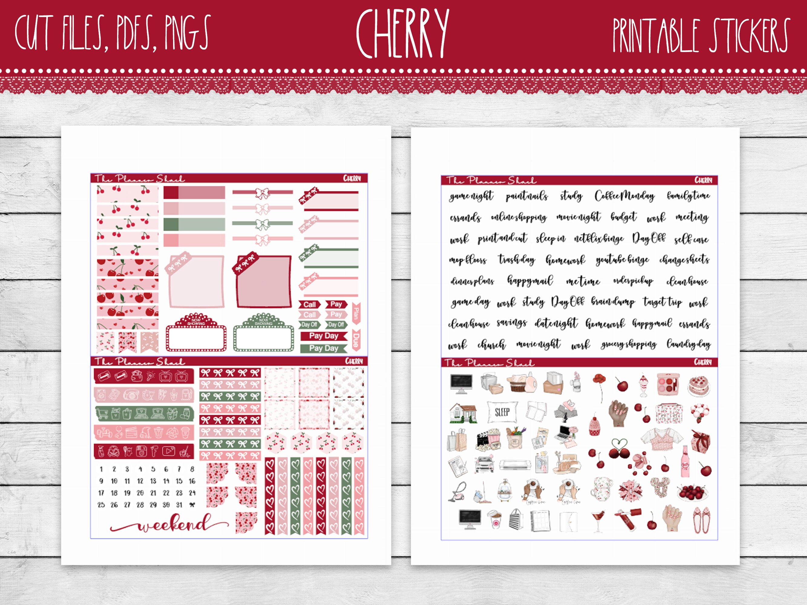 Cherry Vertical Planner Erin Condren Printable Planner | Etsy