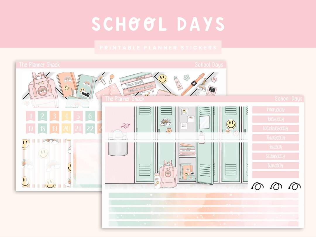 Printable School Days Monthly | Happy Planner | Back to School | School ...