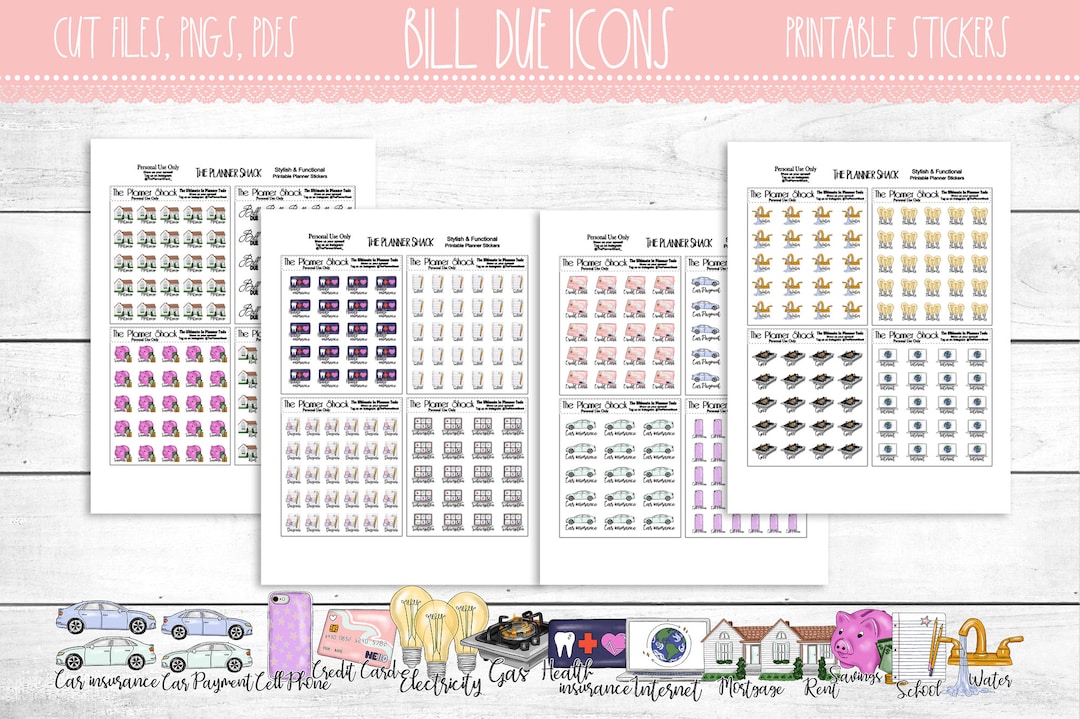 Bill Icons | Planner Icons | Printable Planner Stickers | Planner ...