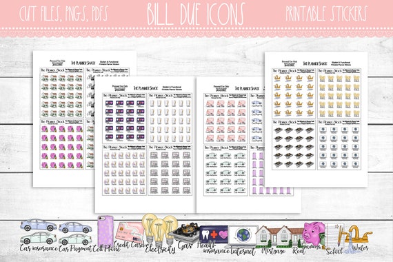 Bill Icons Planner Icons Printable Planner Stickers - Etsy