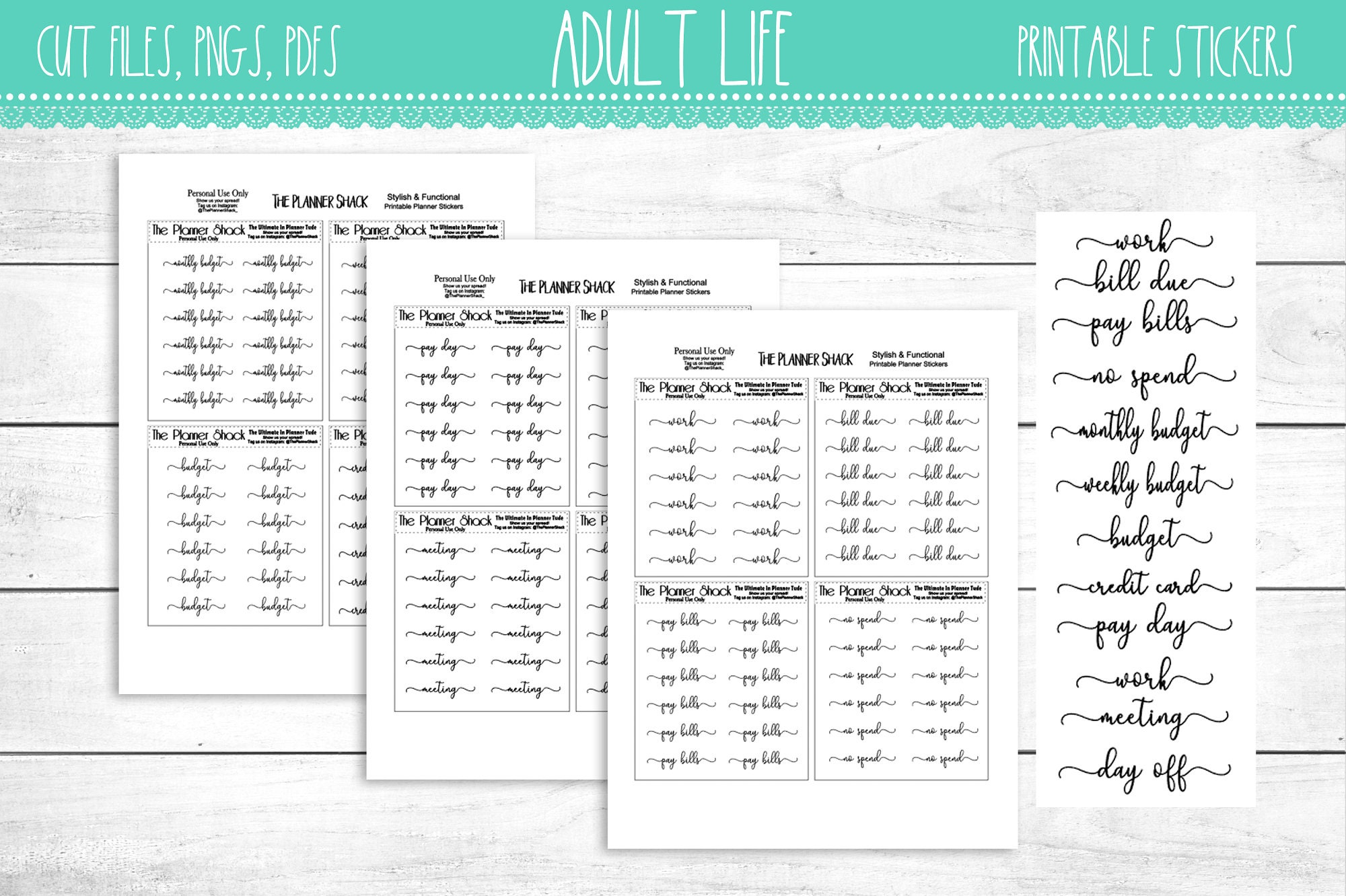 Adulting Script Stickers Pay Bills Pay Day Work Day | Etsy