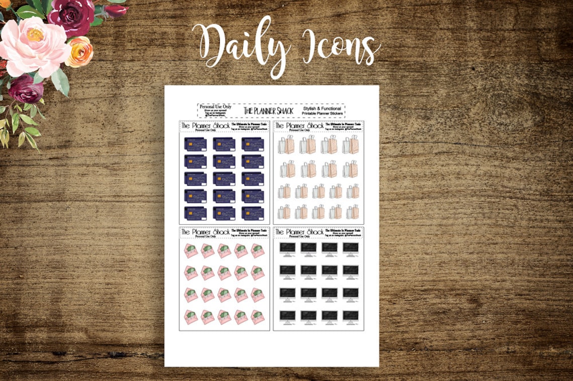 Daily Icons Icons Planner Icons Printable Planner - Etsy