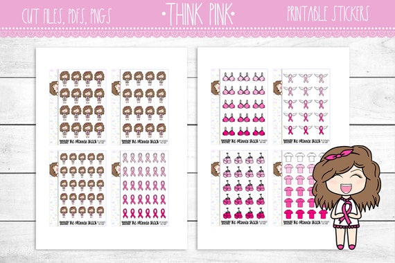 Hand Drawn Think Pink Gigi Girls Exclusive Printable | Etsy