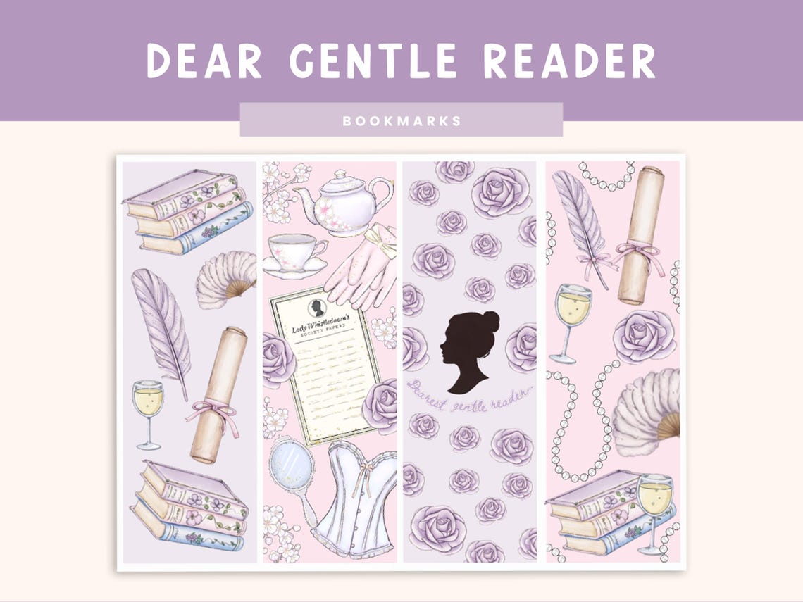 Printable Bookmark Set | Dear Gentle Reader | Romance Bookmarks ...