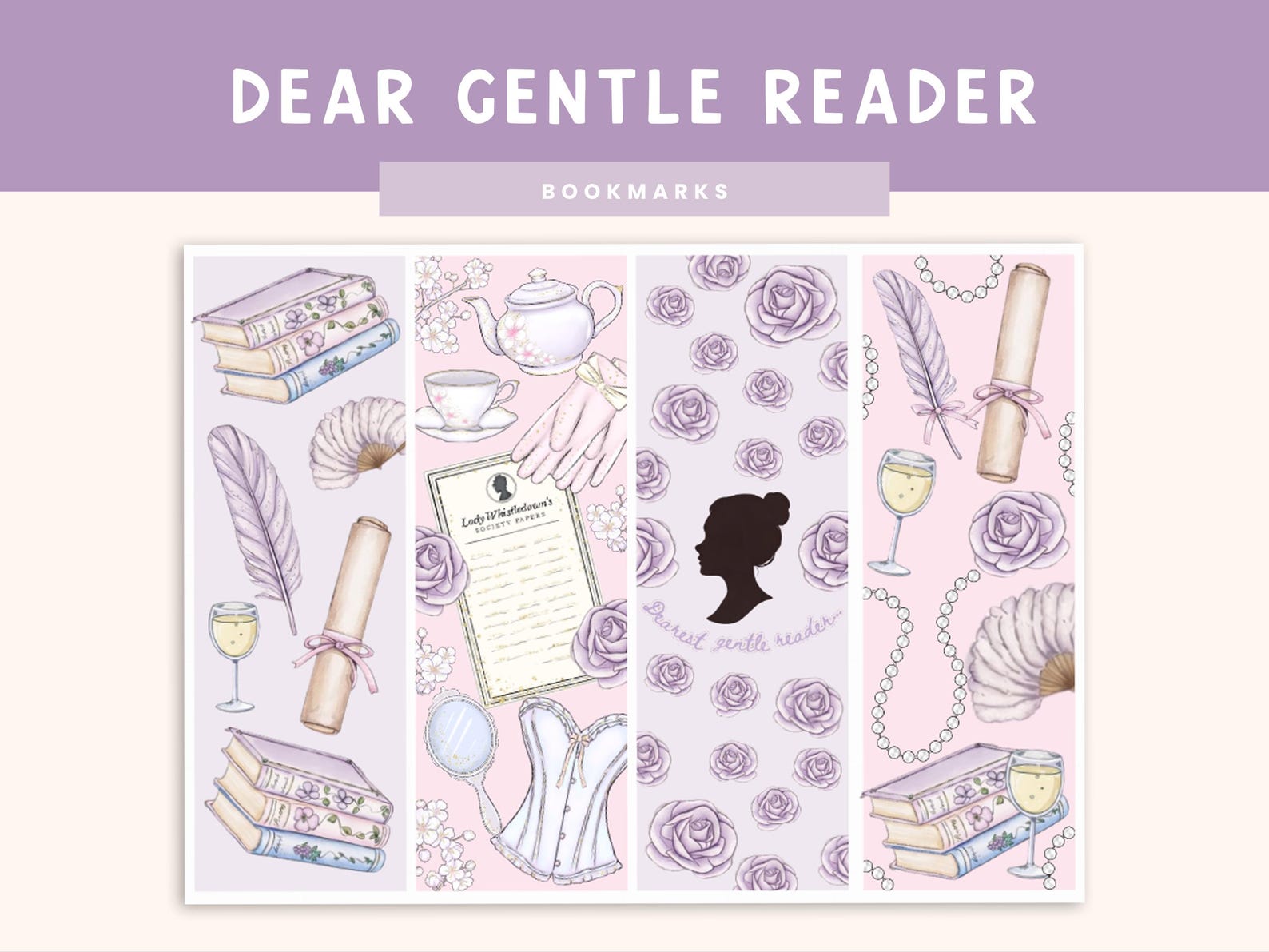 Printable Bookmark Set | Dear Gentle Reader | Romance Bookmarks ...