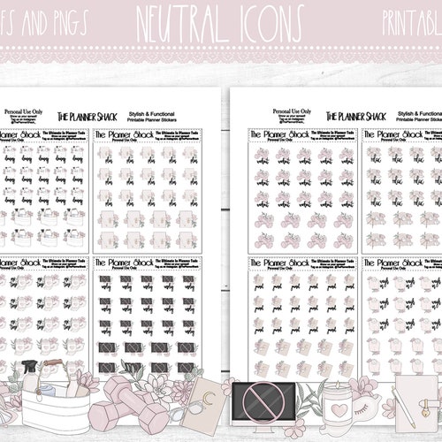 Neutral Icons Planner Icons Printable Planner Stickers - Etsy