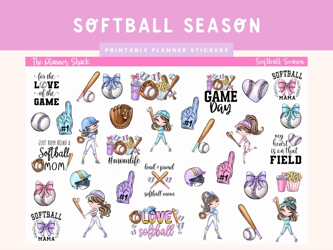 Printable Softball Season Stickers | Softball | Game Day | Softball ...