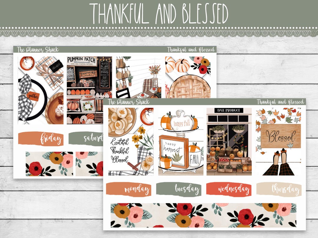 Printable Thankful and Blessed Weekly | Happy Planner | Thanksgiving ...