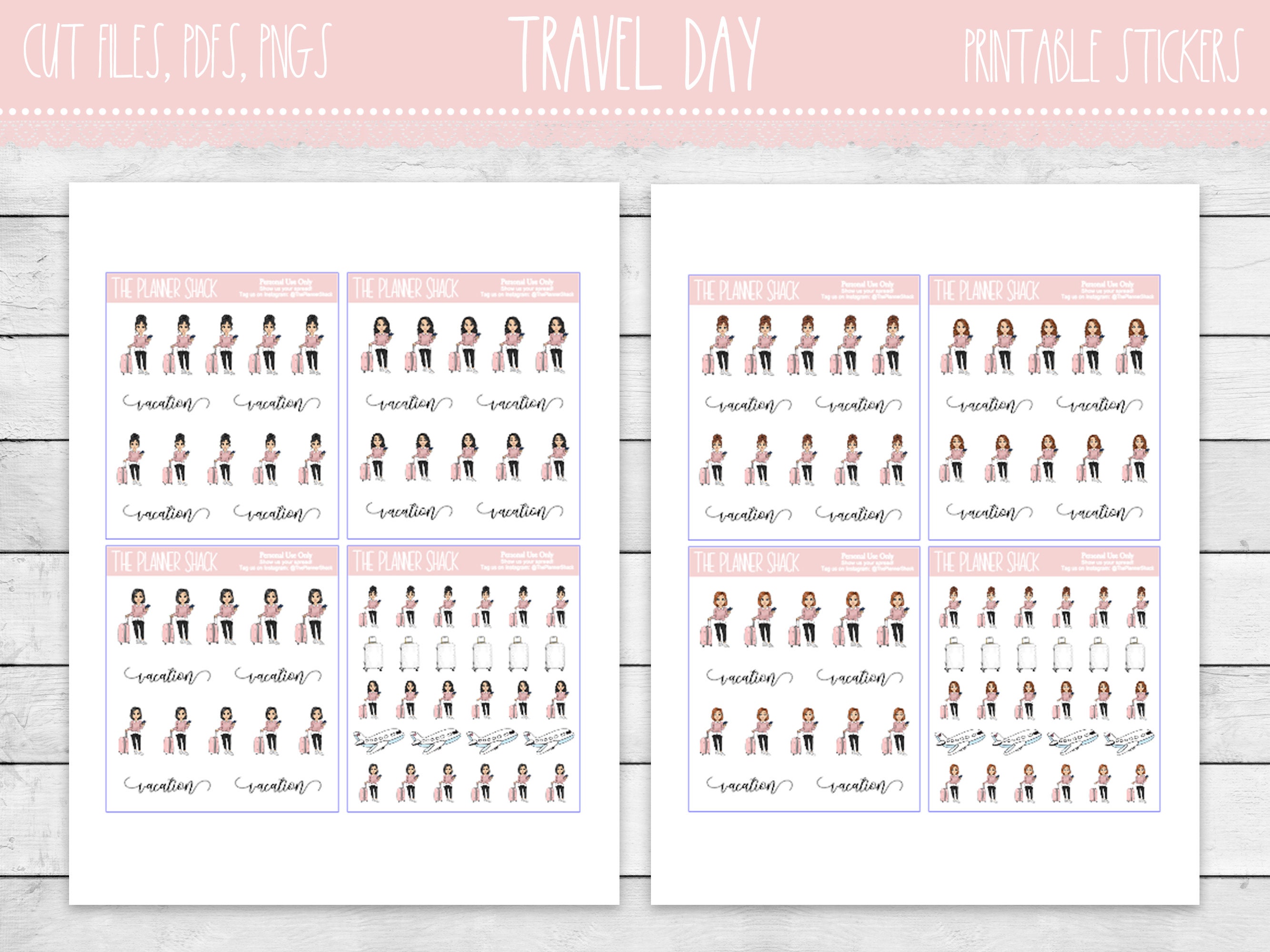 Printable Travel Day Planner Stickers Travel Day Vacation - Etsy