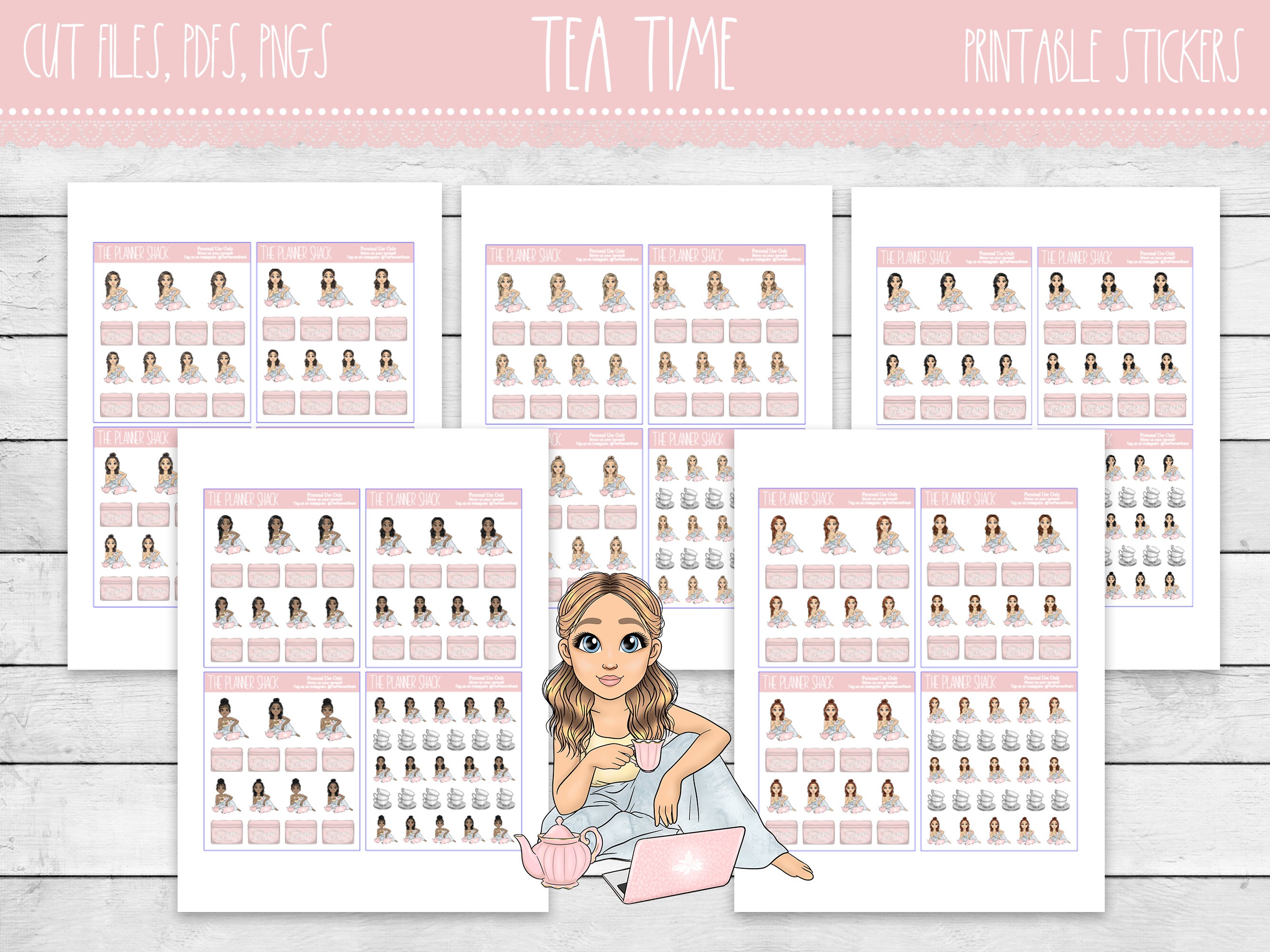 Printable Tea Time Planner Stickers Tea Time Mom Boss - Etsy