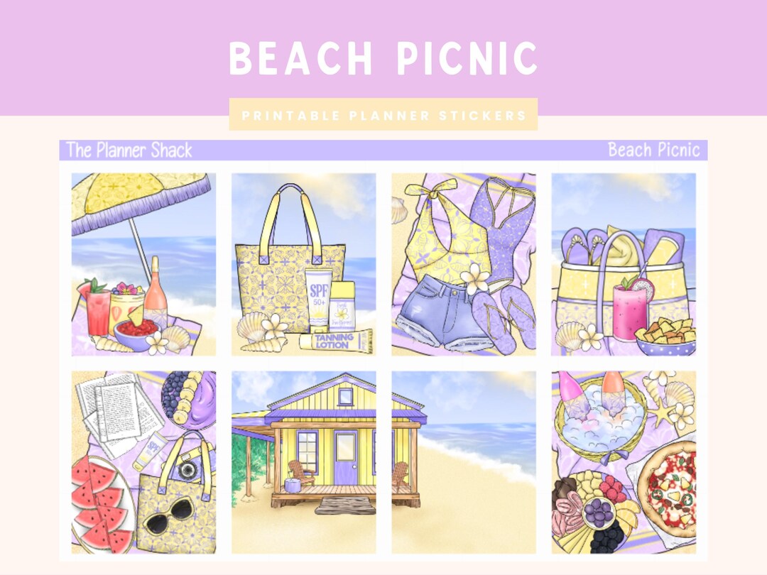 Printable Beach Picnic Weekly | Erin Condren | Vertical Weekly | Summer ...