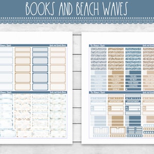 Printable Books and Beach Waves Weekly | Happy Planner | Book and Beach ...