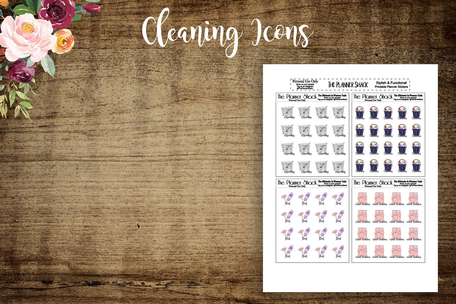 Cleaning Icons Chores Planner Icons Printable Planner - Etsy