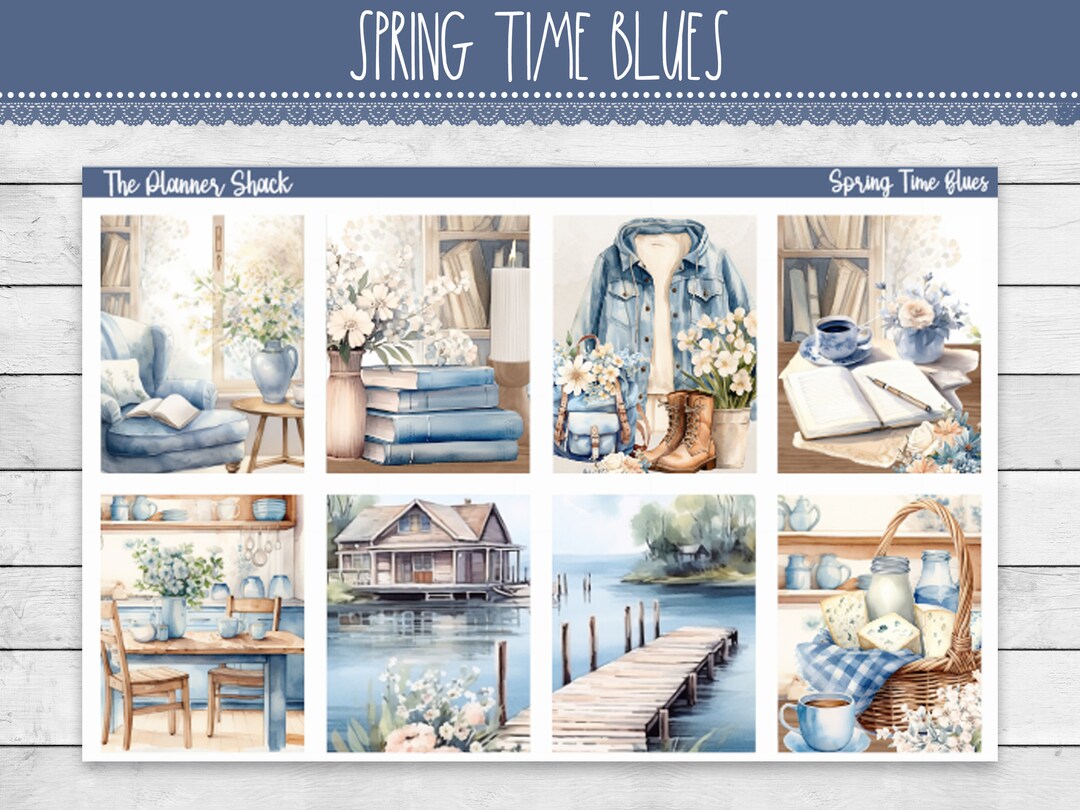 Printable Spring Time Blues Weekly | Erin Condren | Vertical Weekly ...