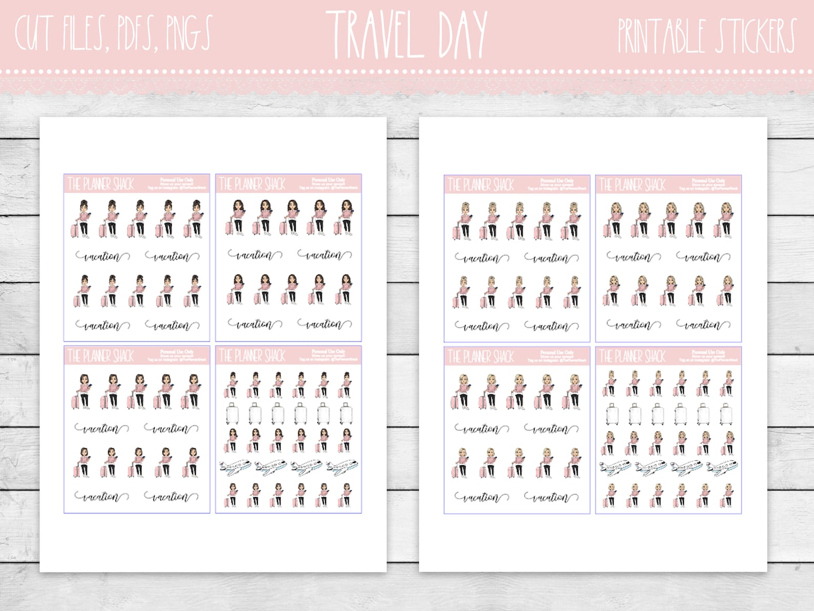 Printable Travel Day Planner Stickers Travel Day Vacation - Etsy