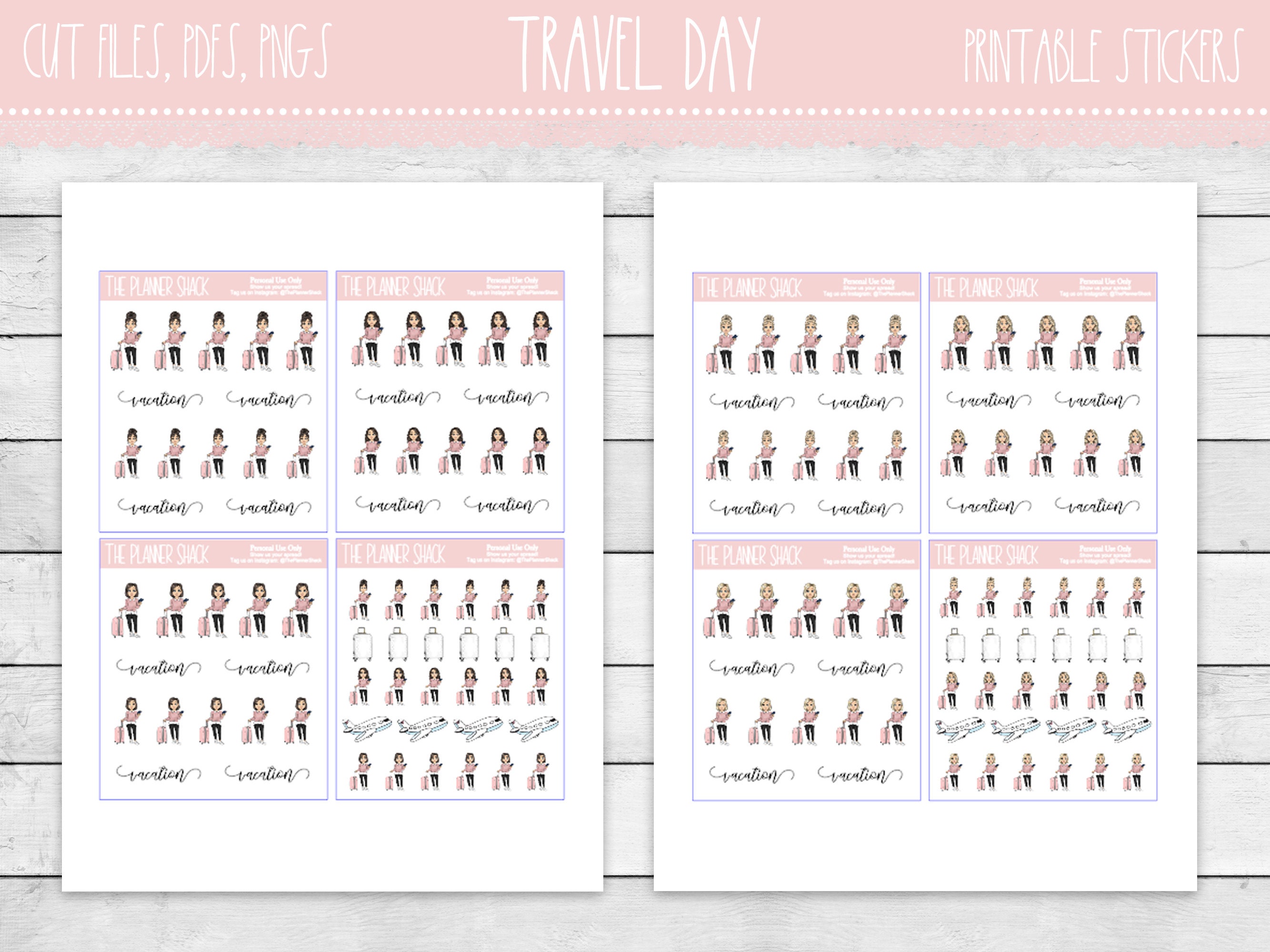 Printable Travel Day Planner Stickers Travel Day Vacation - Etsy