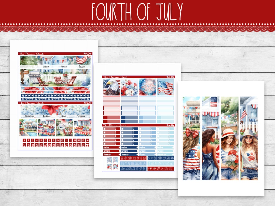 Printable 4th of July Monthly | Happy Planner | Monthly | Summer ...
