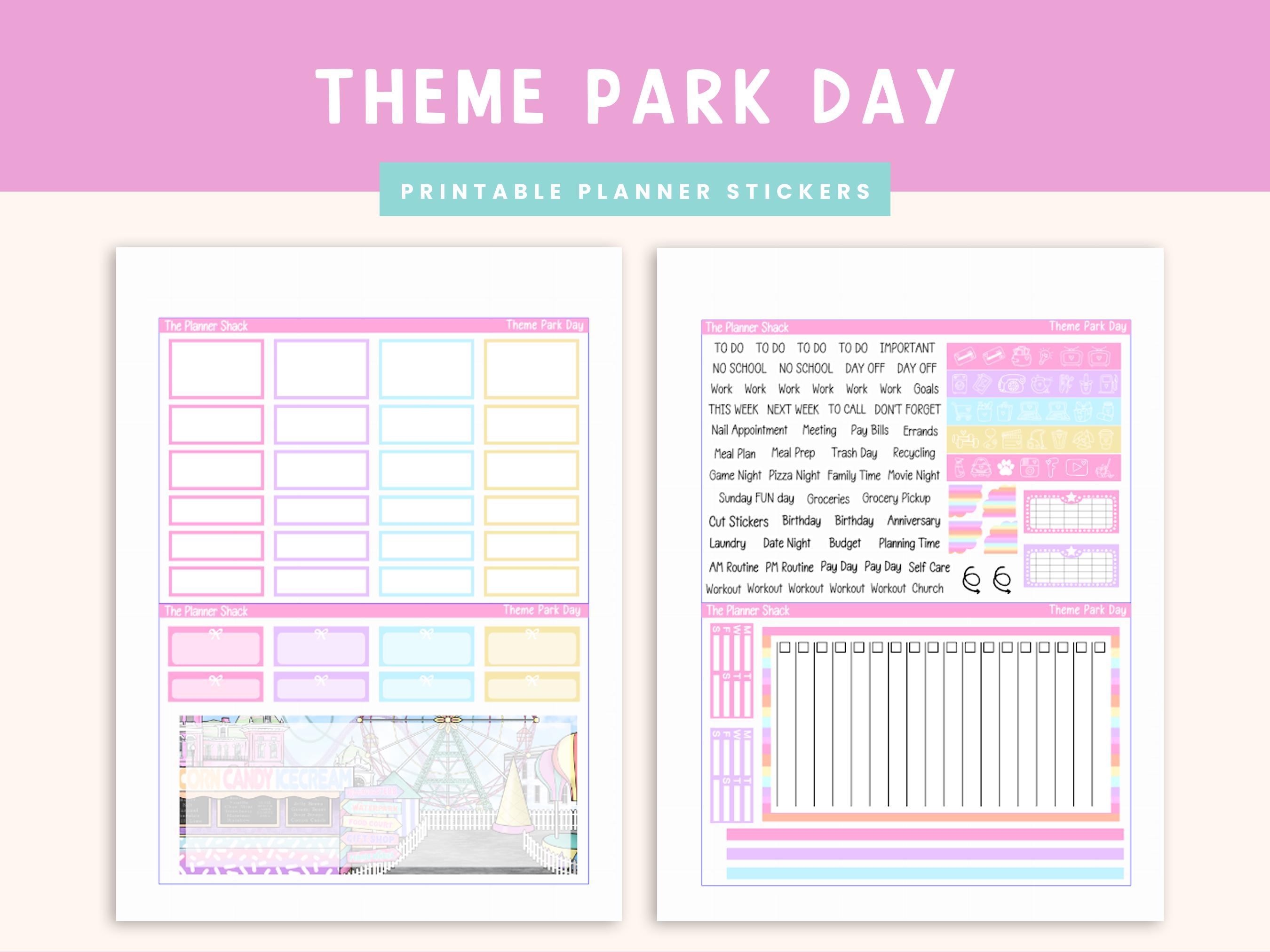 Printable Theme Park Day Weekly | Happy Planner Dashboard | Summer ...