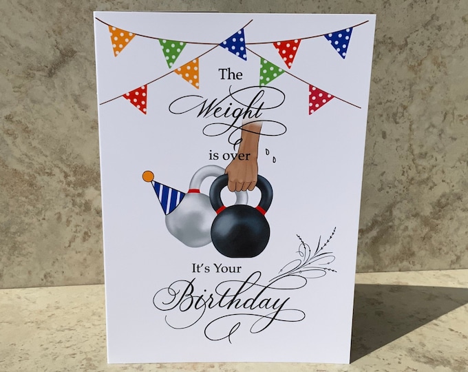 Kettlebell Birthday Card, Gym Buddy Birthday Card, Personalized Fitness ...