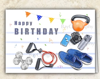 Gym Birthday Card - Etsy
