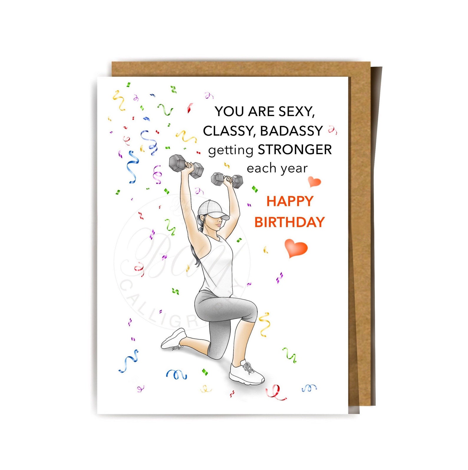 Overhead Press Birthday Card, Female Weightlifting Birthday Card, Gym ...