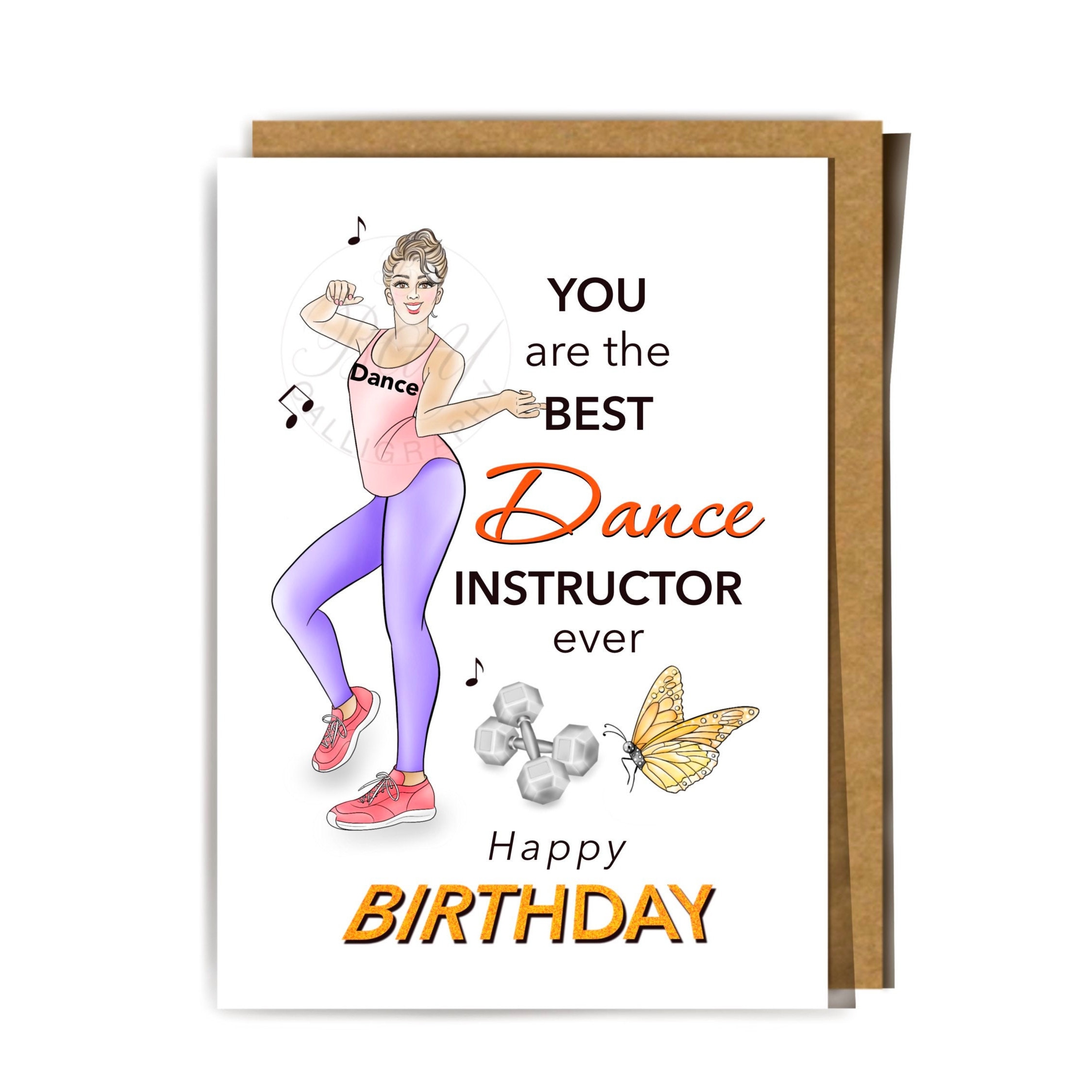 Fitness Instructor Birthday Card, Yoga Instructor Card, Dance ...