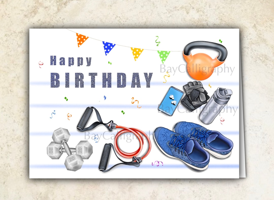 Gym Lovers Birthday Card, Crossfit Birthday Card, Weightlifting ...