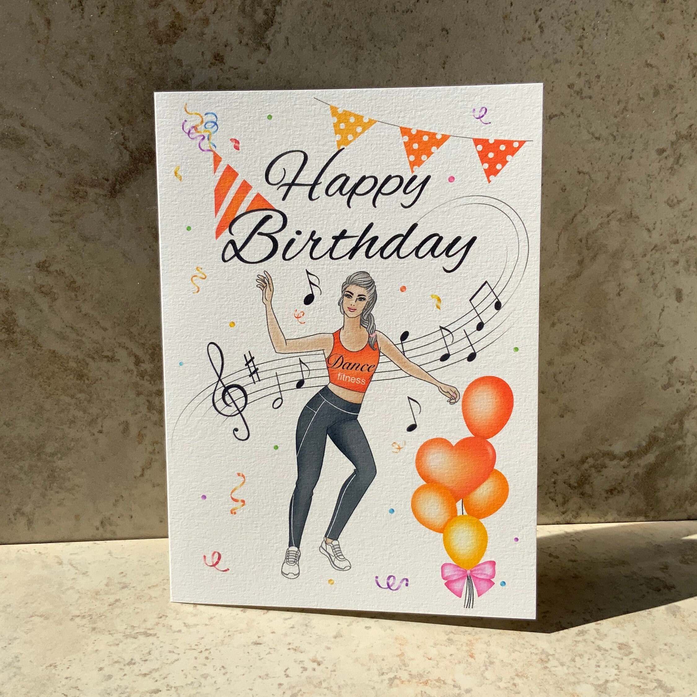 Dance Card, Dancer Birthday Card, Dance Fitness, Gym Class, Group Class ...