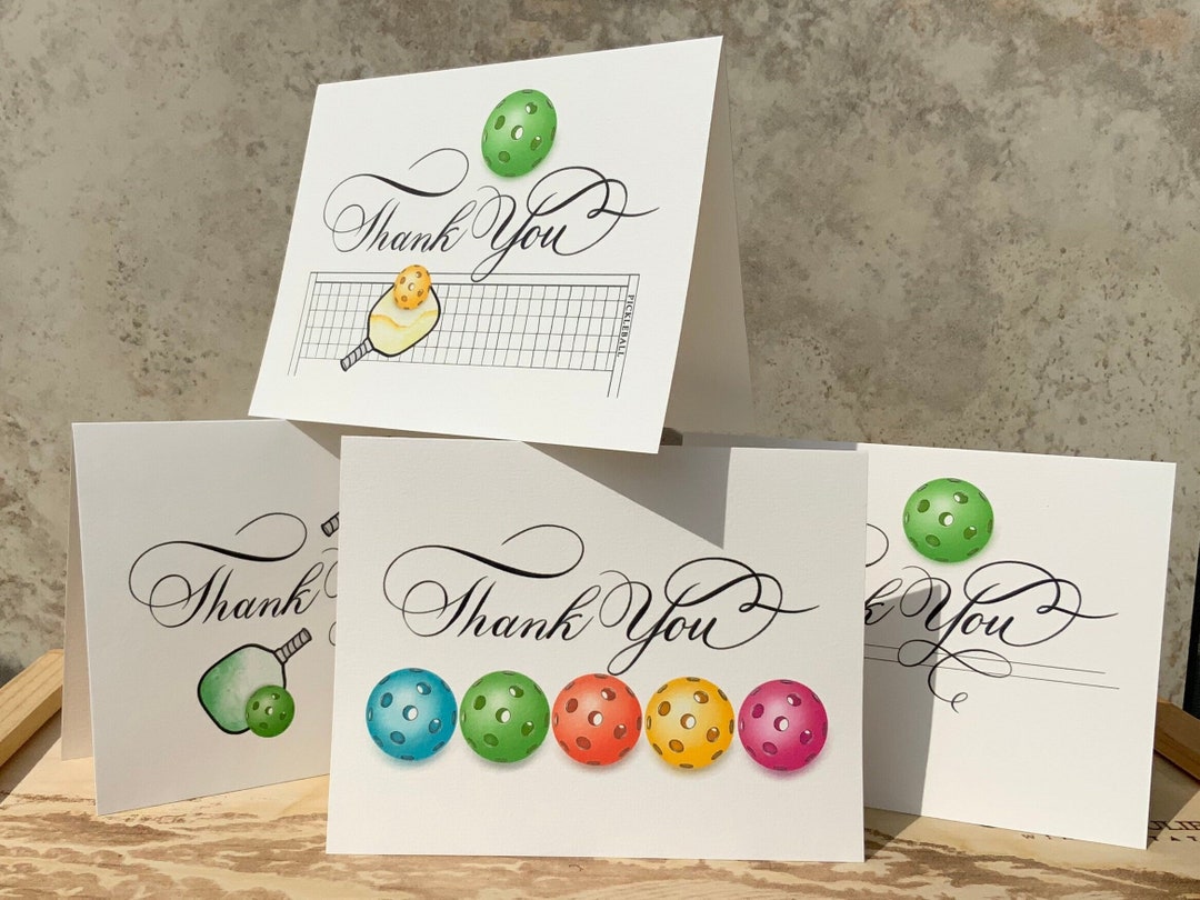 Pickleball Thank You Card, Set of 4 Mixed Designs, Personalized Card ...