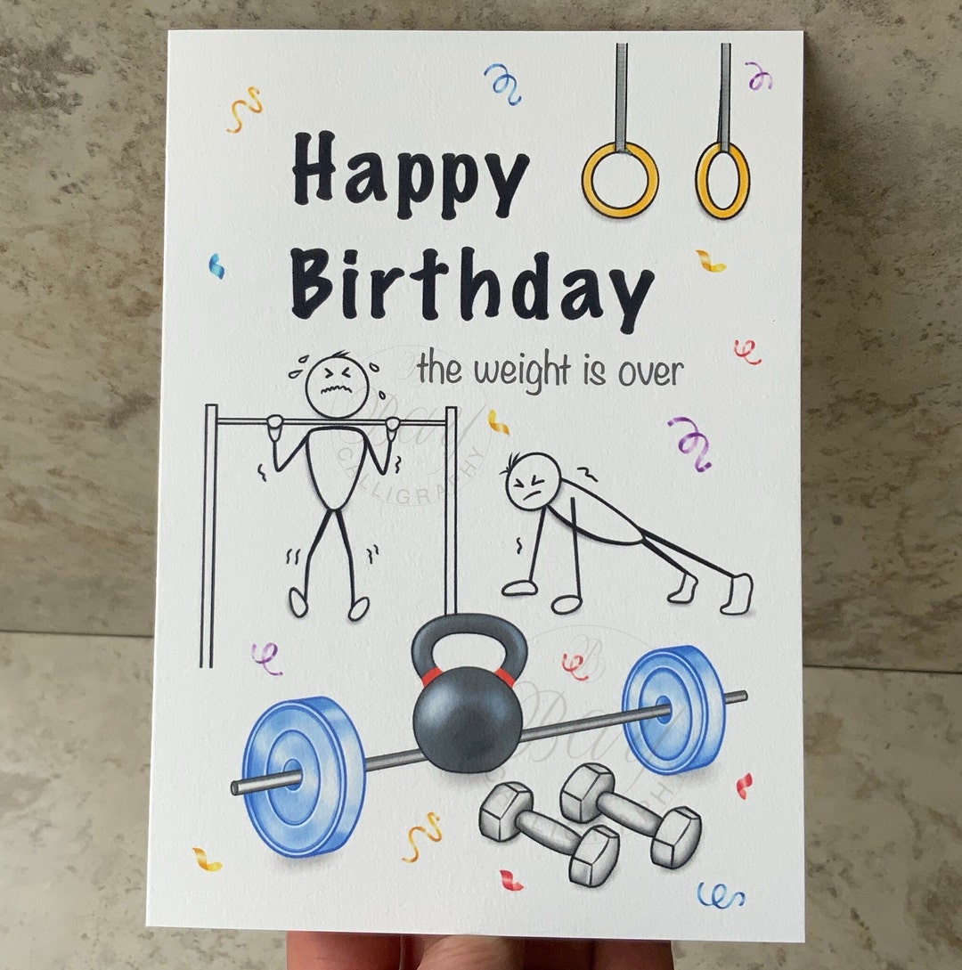 Fitness Birthday Card, Workout Birthday, Gym Card, Weight is Over ...