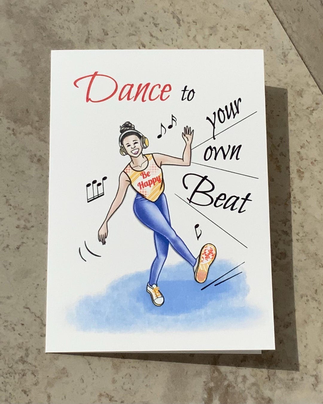 Dancing Girl Greeting Card, Dance to Your Own Beat, Be Happy, Happy ...