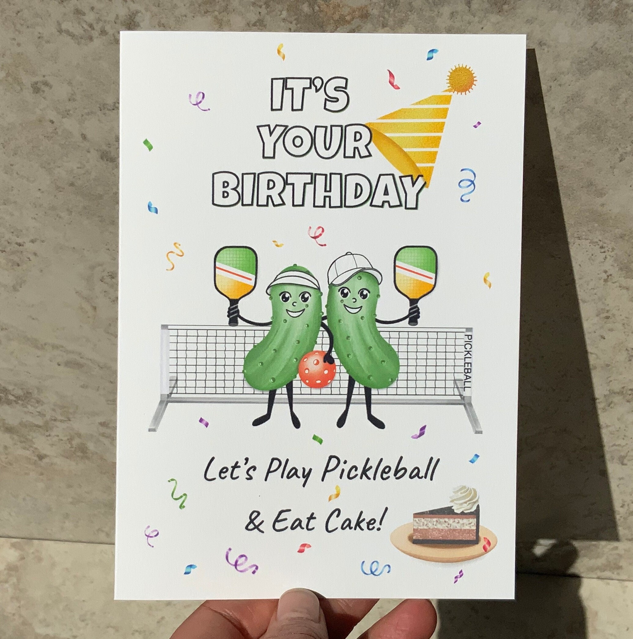 Pickleball Birthday Card, Lets Play Pickleball and Eat Cake, Pickleball ...