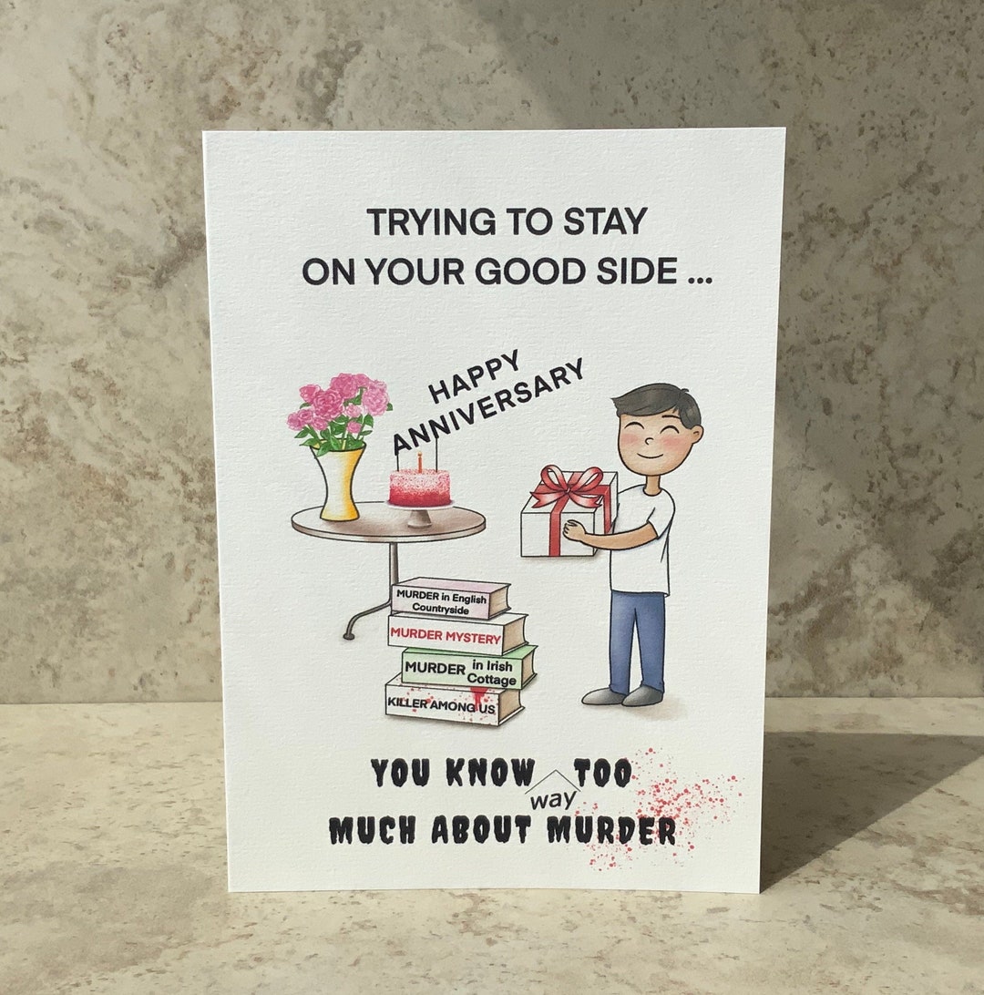 Murder Mystery Anniversary Card, Murder Birthday Card, Library, Book ...